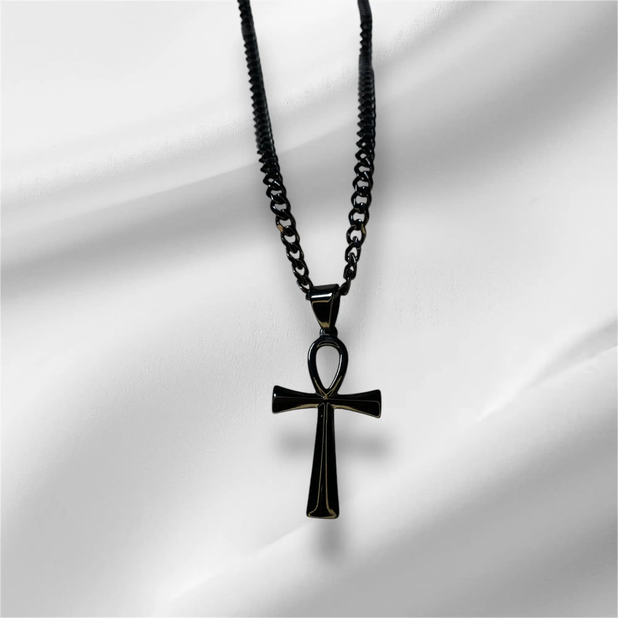 Black Stainless Steel Ankh Cross Necklace - Unisex - My Family Pharmacy